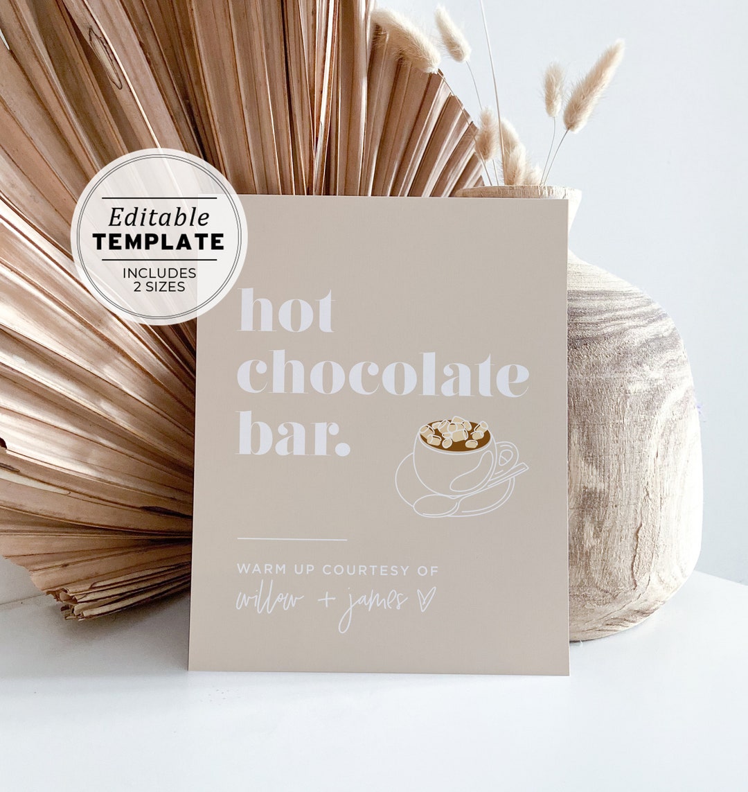 Scandi Minimalist Hot Chocolate Bar Sign | PRINTABLE EDITABLE TEMPLATE ...
