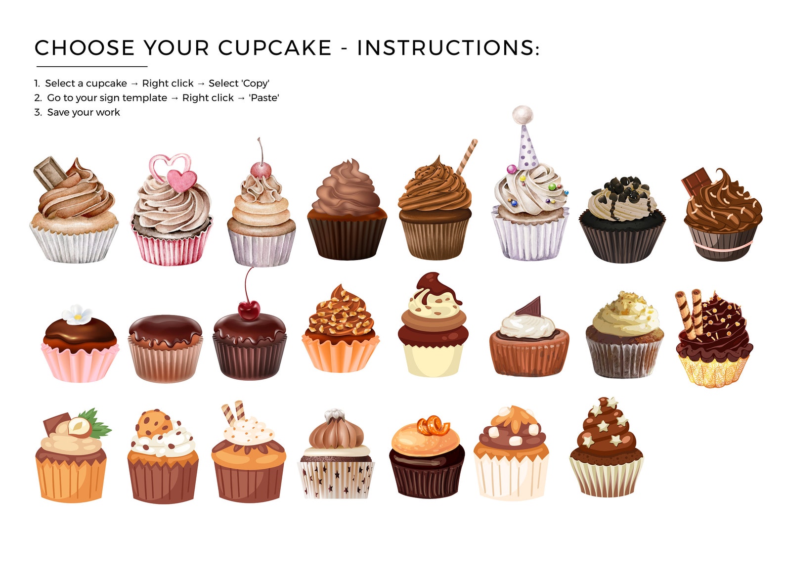 Cupcake Menu Sign, Cupcake Bar Sign, Minimalist Dessert Sign, 120 ...
