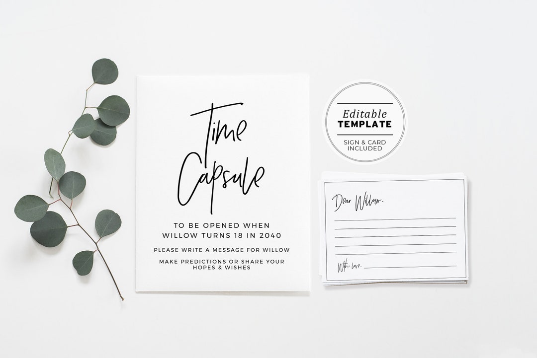 Time Capsule Template, First Birthday Time Capsule, Baby Shower Time ...