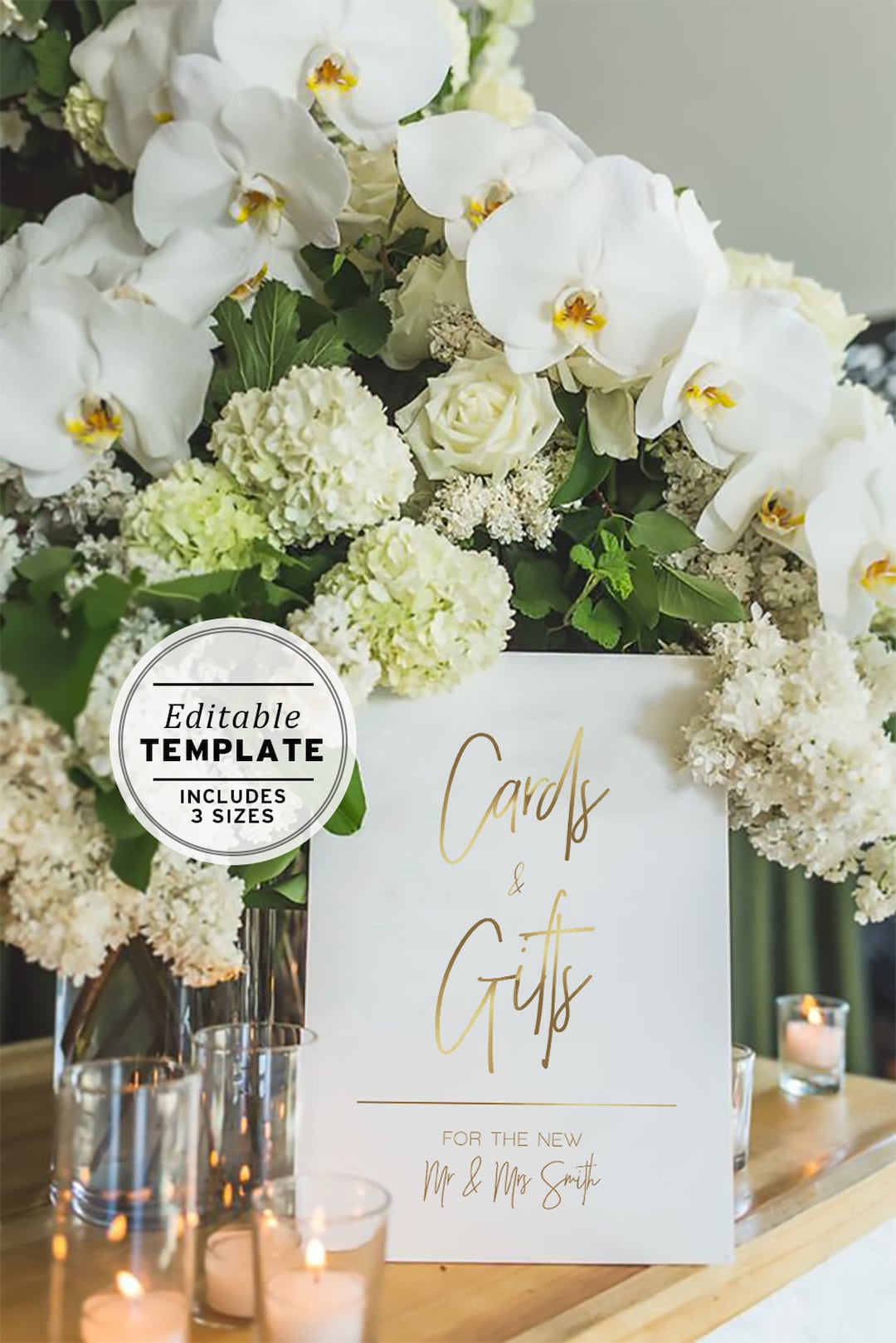 Juliette Gold Cards and Gifts Sign, Modern Minimalist Wedding Sign ...