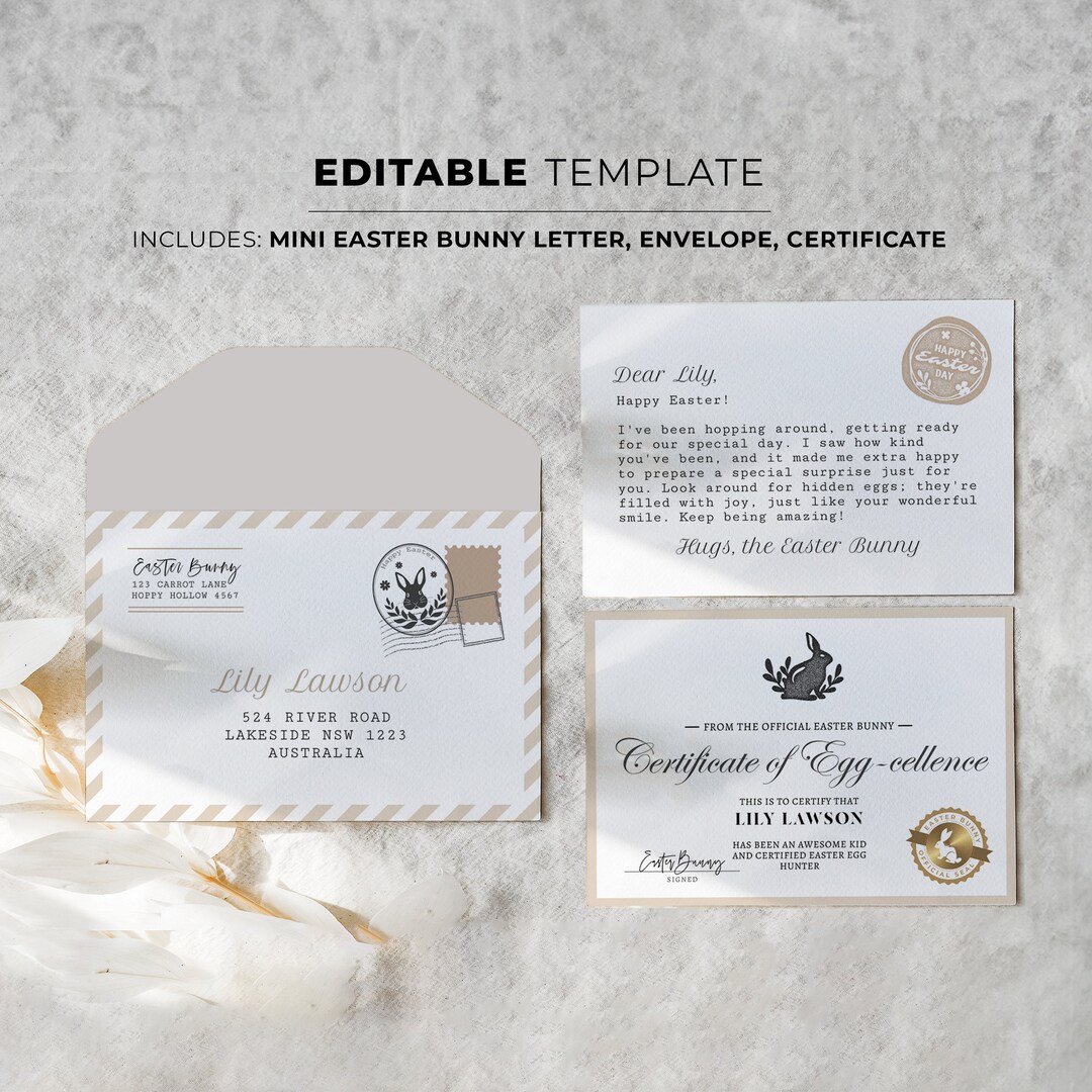 Easter Bunny Letter Kit Editable Templates - Includes Mini Envelope ...