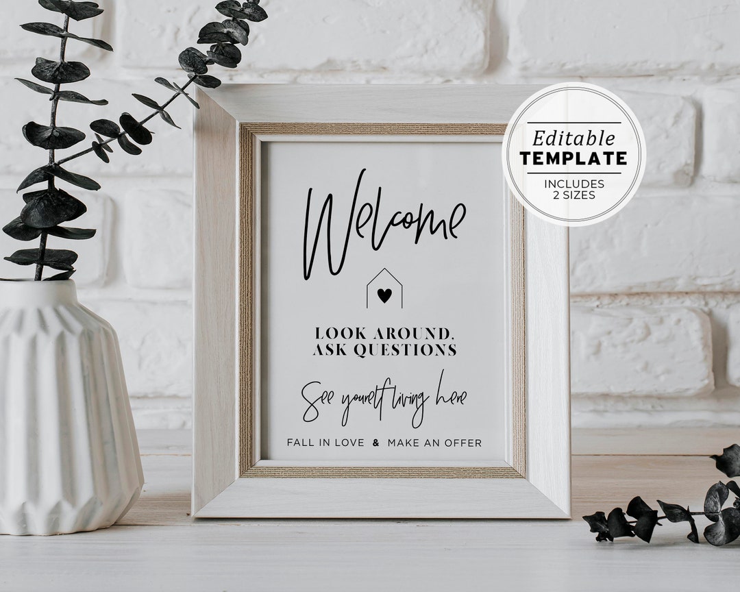 Juliette Minimalist Open Home Welcome Sign Template Printable ...