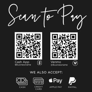 Payment Sign Template, Scan to Pay Sign, Scan to Pay Template, Cash App ...