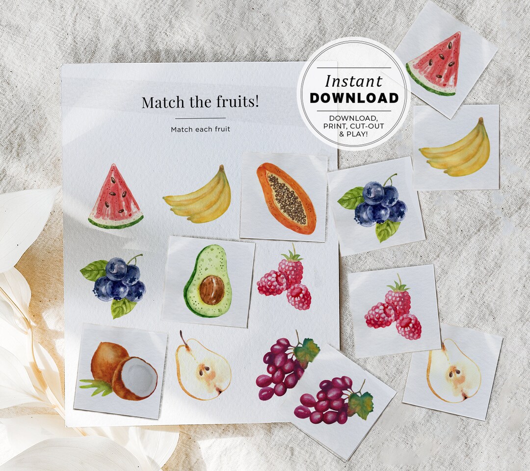 Match the Fruits Toddler Activity Printable, Montessori Educational ...
