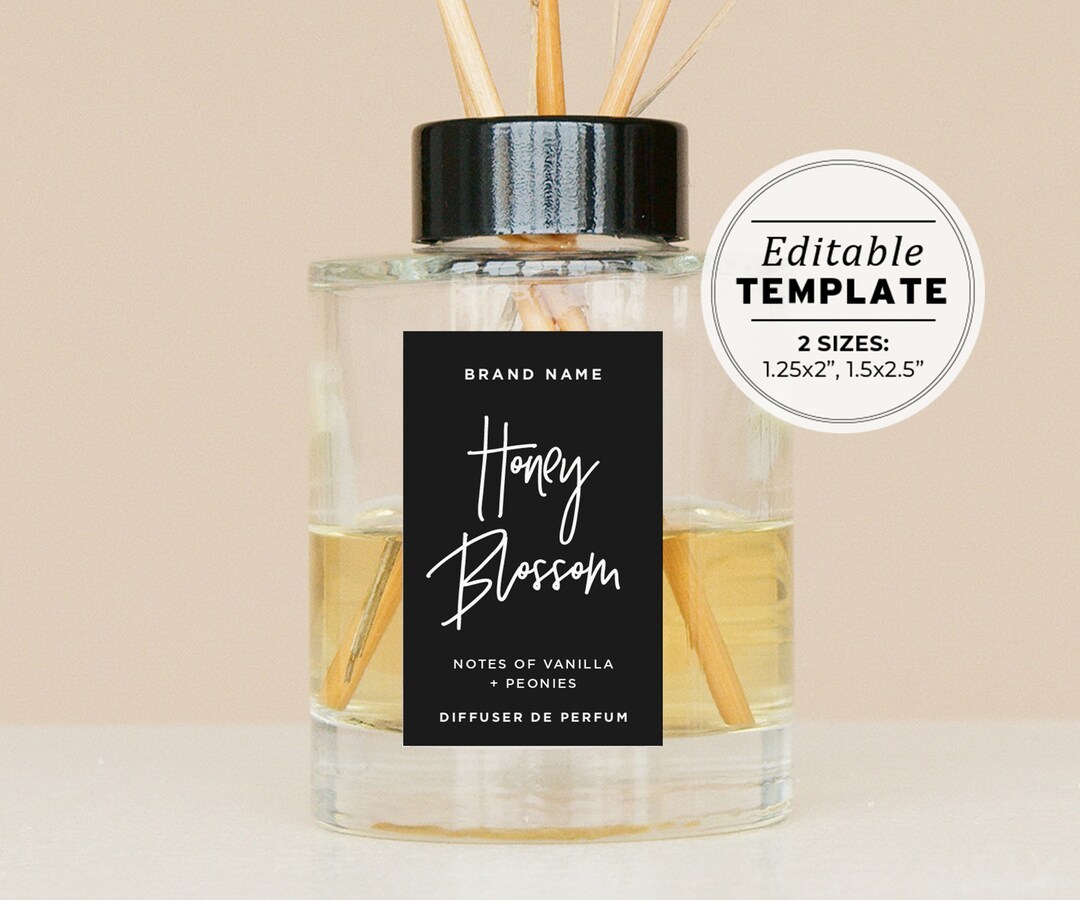 Willow Minimalist Reed Diffuser Label Template - 2 Sizes: 1.25x2" / 1 ...