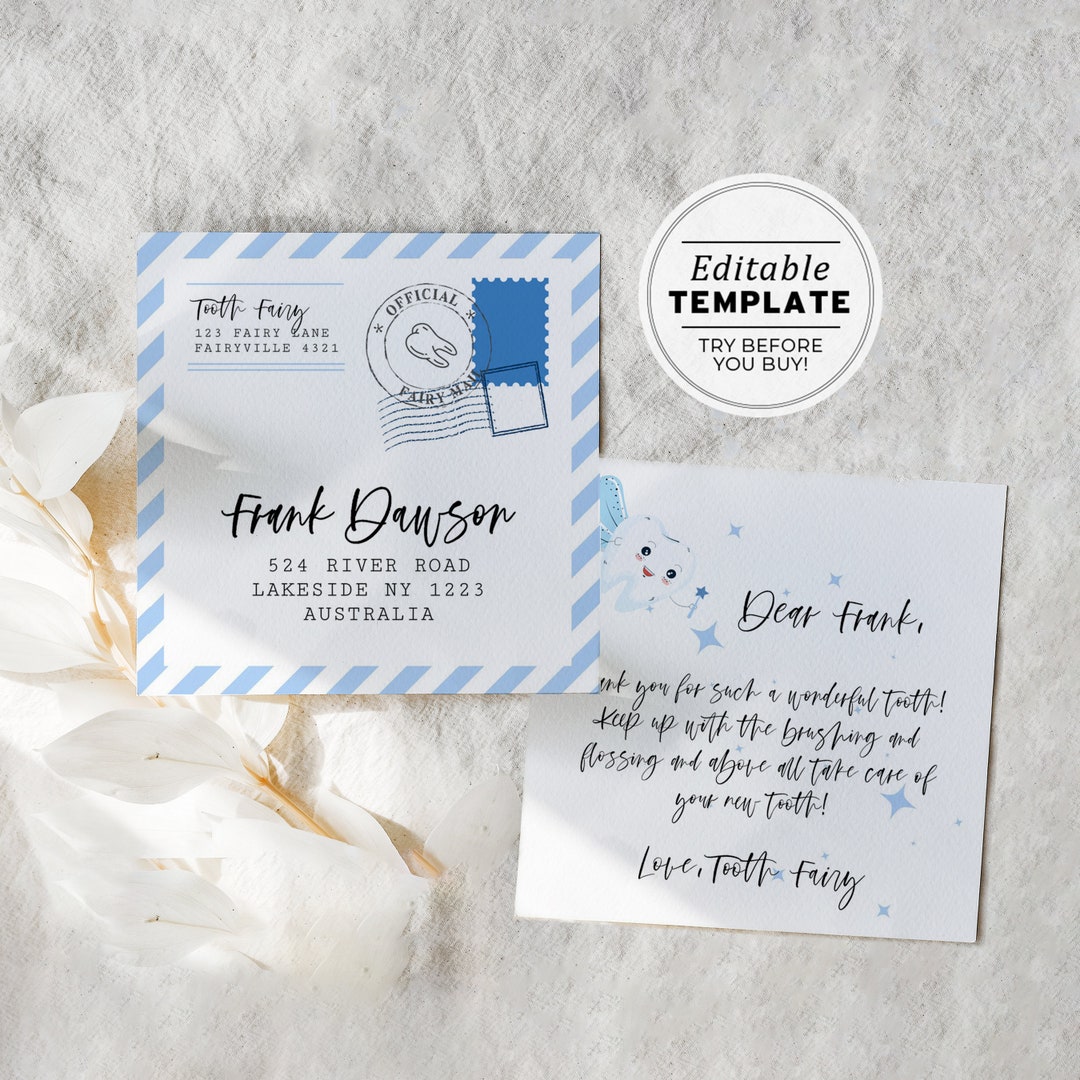 Editable Tooth Fairy Letter and Envelope Kit, Baby Tooth Fairy Note ...