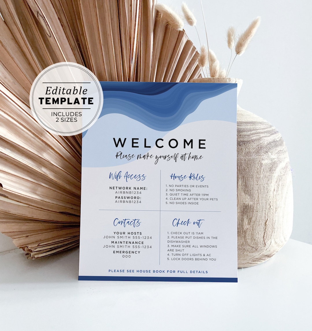 Beach House Holiday Rental Welcome Sign Template Printable | EDITABLE ...