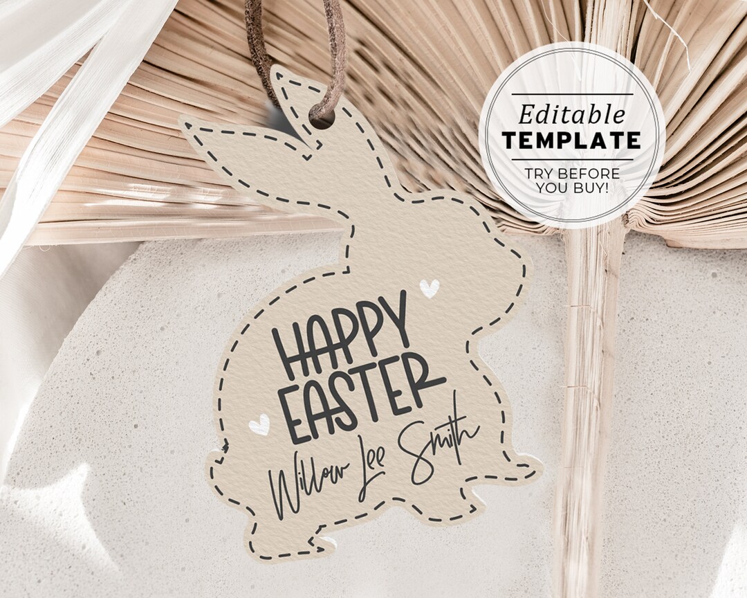 Scandi Minimalist Easter Bag Tags, Easter Bunny Bag, Printable Swing ...