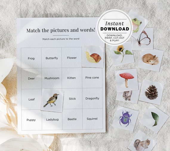 Match the Picture Kids Activity Printable Sight Words - Etsy