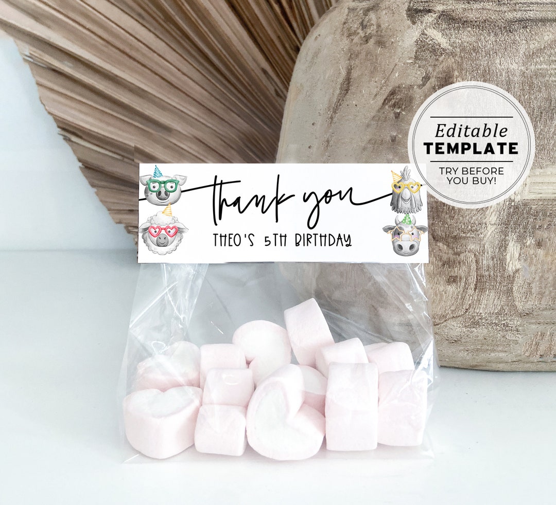 Party Farm Themed Party Treat Bag Topper, Barnyard Birthday Party ...