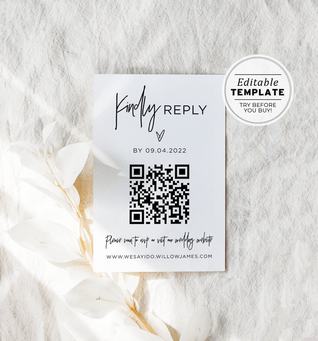 Rsvp Template, Wedding Rsvp Response Code, QR Code Response Card, Qr ...
