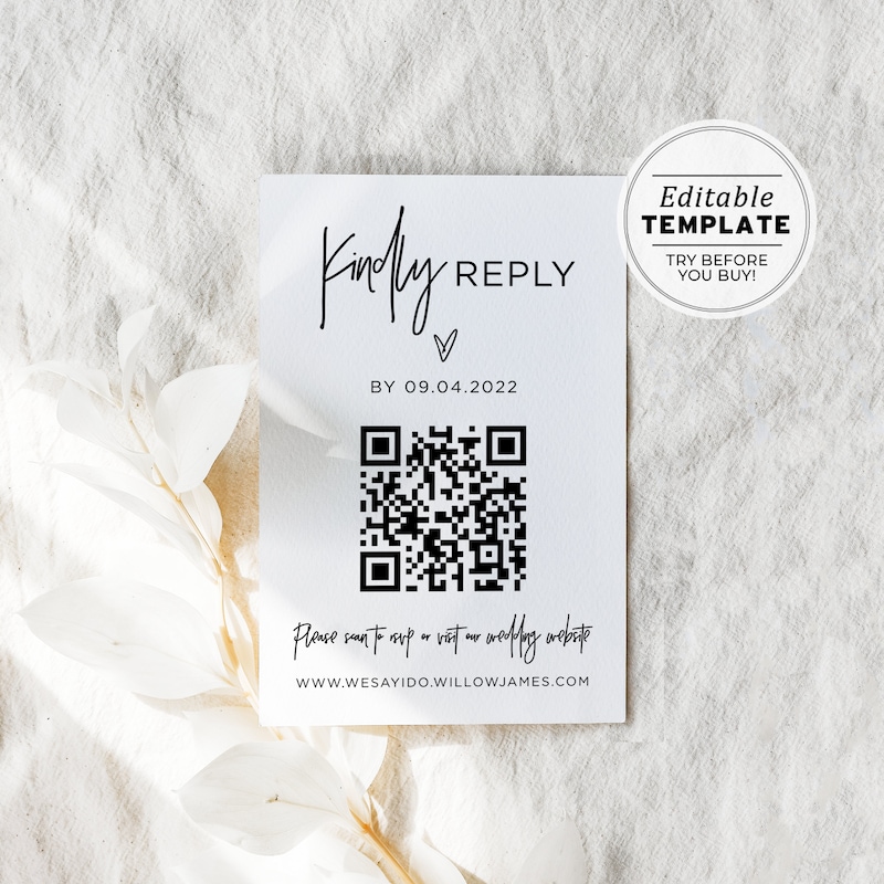 Printable Rsvp Qr Code Cards - Etsy