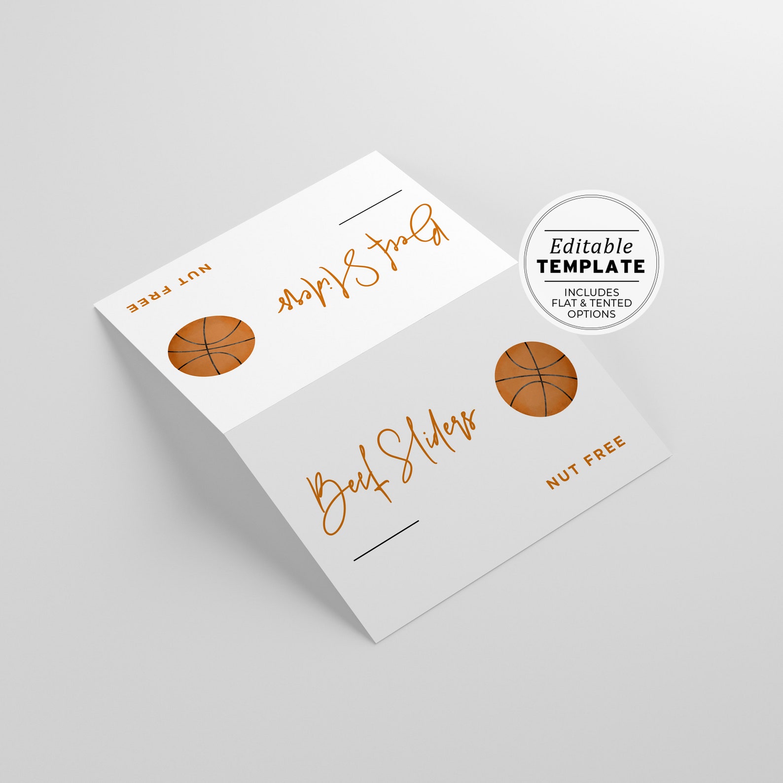 Minimalist Basketball Buffet Food Name Card Sign, Grazing Table Food ...