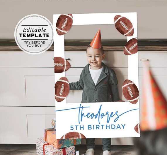 Football Theme Kids Photo Frame Prop Frame Printable Photo - Etsy