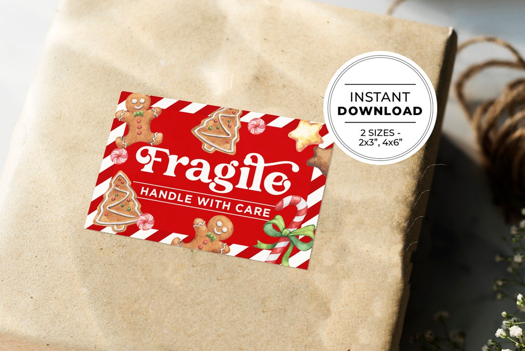 Santa Fragile Sticker, Fragile Present Label, Christmas Fragile Gift ...
