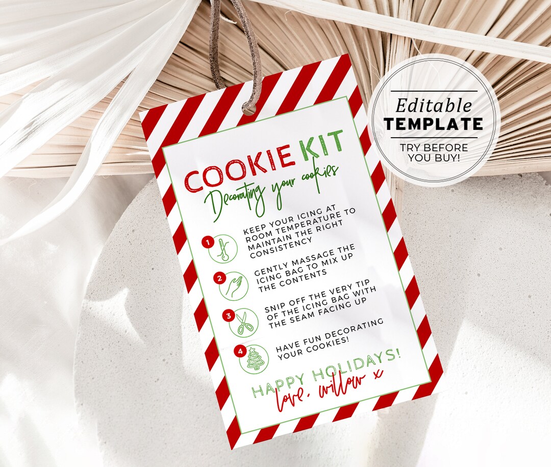 Editable DIY Cookie Decoration Kit Gift Tag, Christmas Gift Tag ...