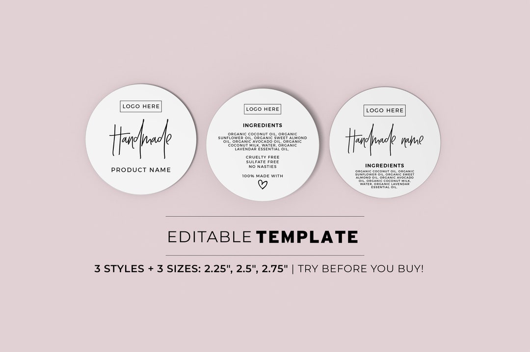 Ingredients Label Template, Round Jar Label, Product Label, Jar Sticker ...