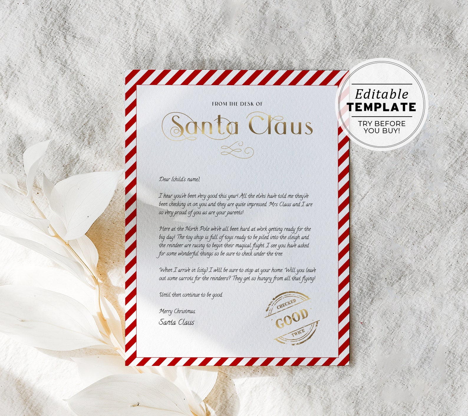 Editable Santa Letter Template Christmas Letter Letter From | Etsy