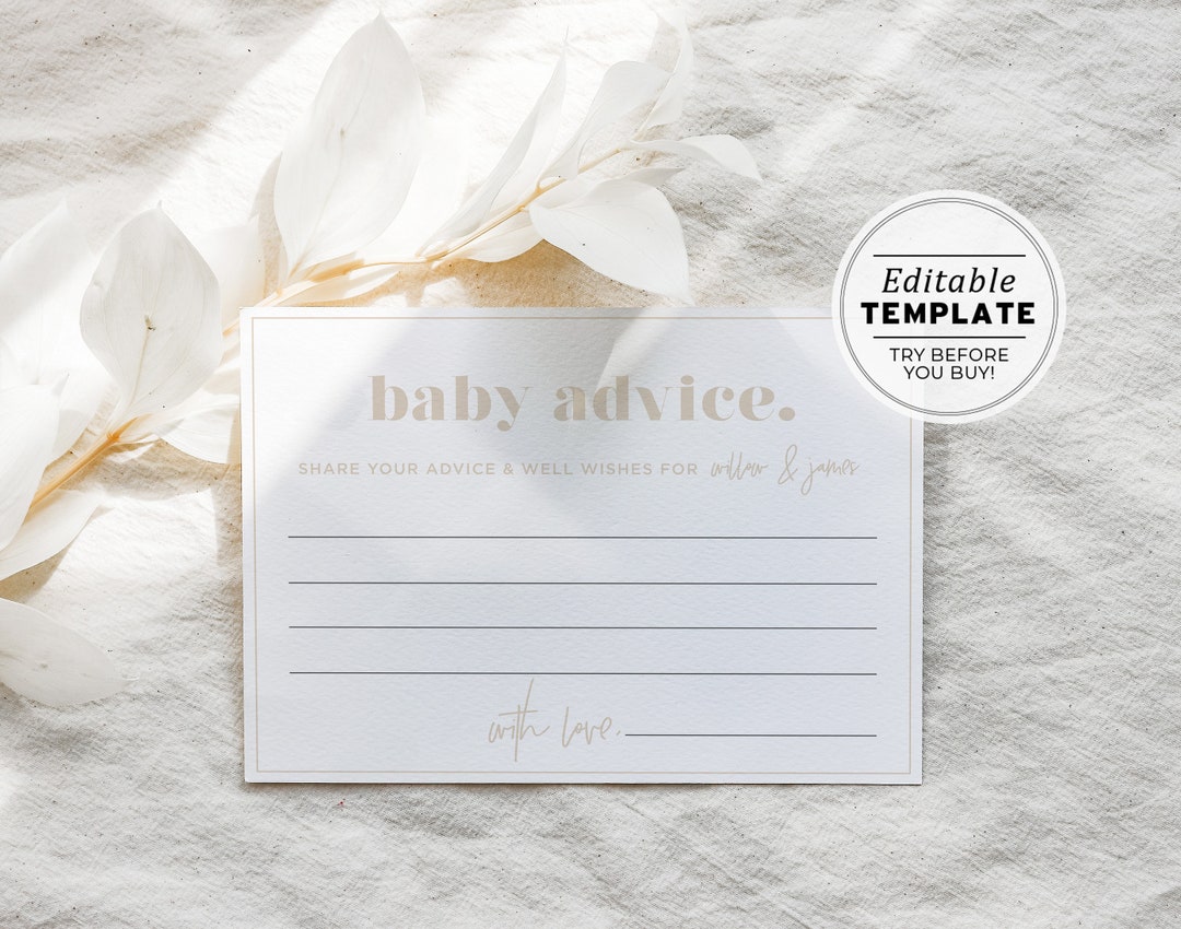 Baby Shower Games, Baby Advice Card, Baby Shower Activities, Digital ...