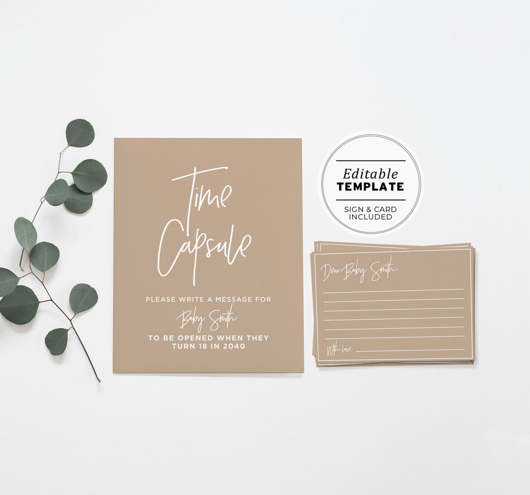 Time Capsule Template, First Birthday Time Capsule, Baby Shower Time ...