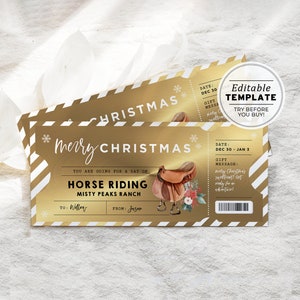 Printable Horse Riding Christmas Gift Voucher Template, Surprise Horse ...