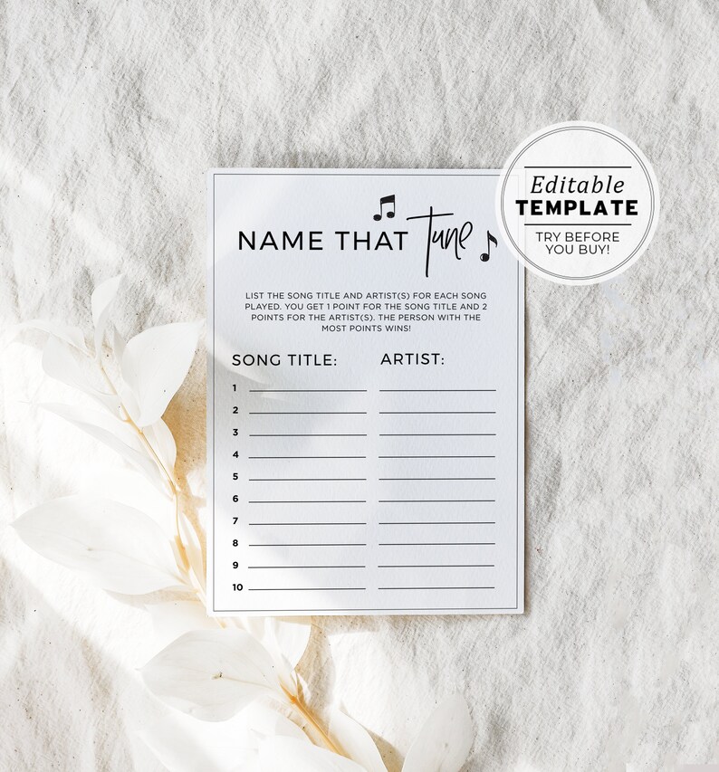 Name That Tune Juliette Baby Shower Game Printable EDITABLE - Etsy