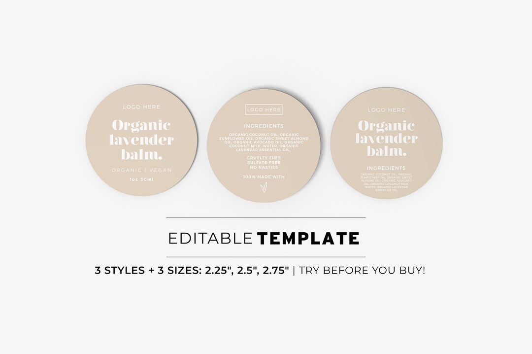 Scandi Minimalist Ingredients Label Template, Jar Label - 3 Sizes + 3 ...