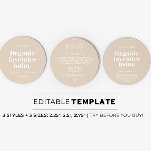 Scandi Minimalist Ingredients Label Template, Jar Label - 3 Sizes + 3 ...