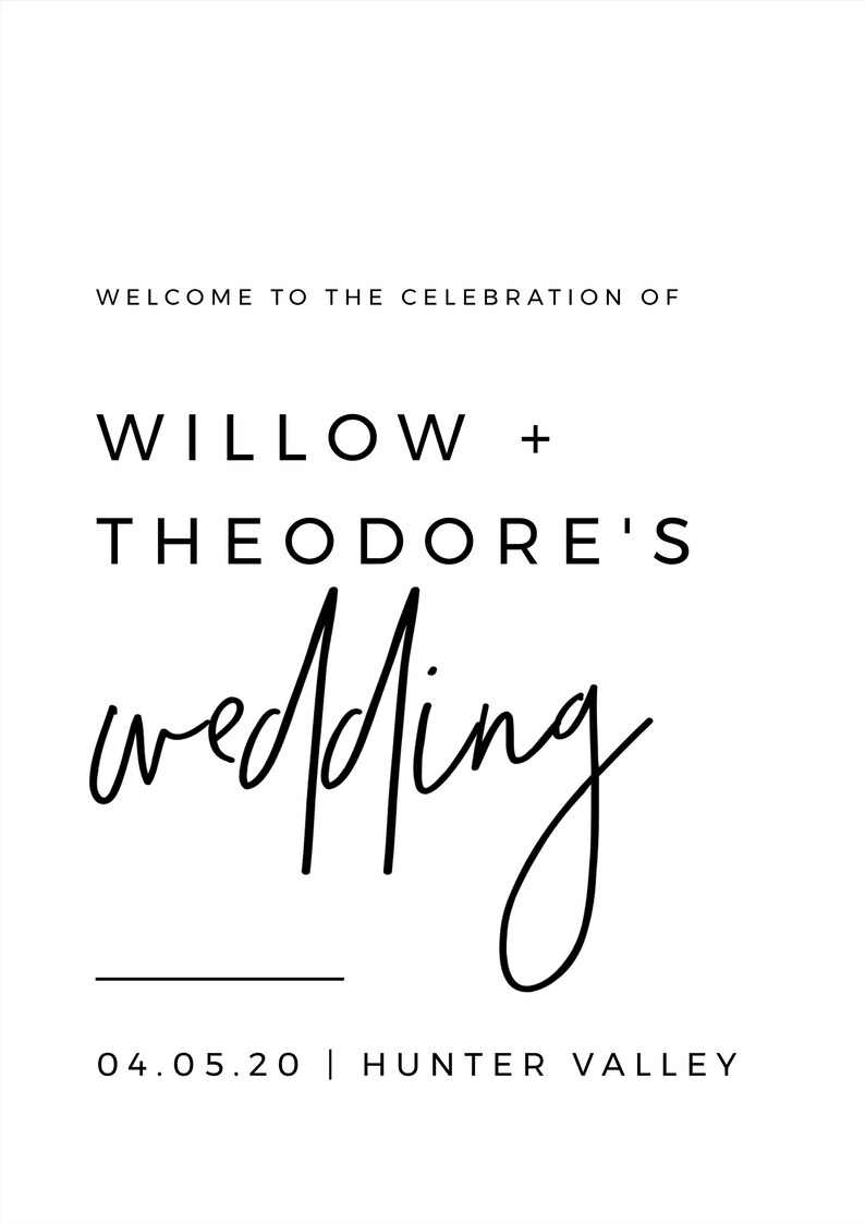 Juliette Wedding Welcome Sign Template Minimalist Wedding - Etsy