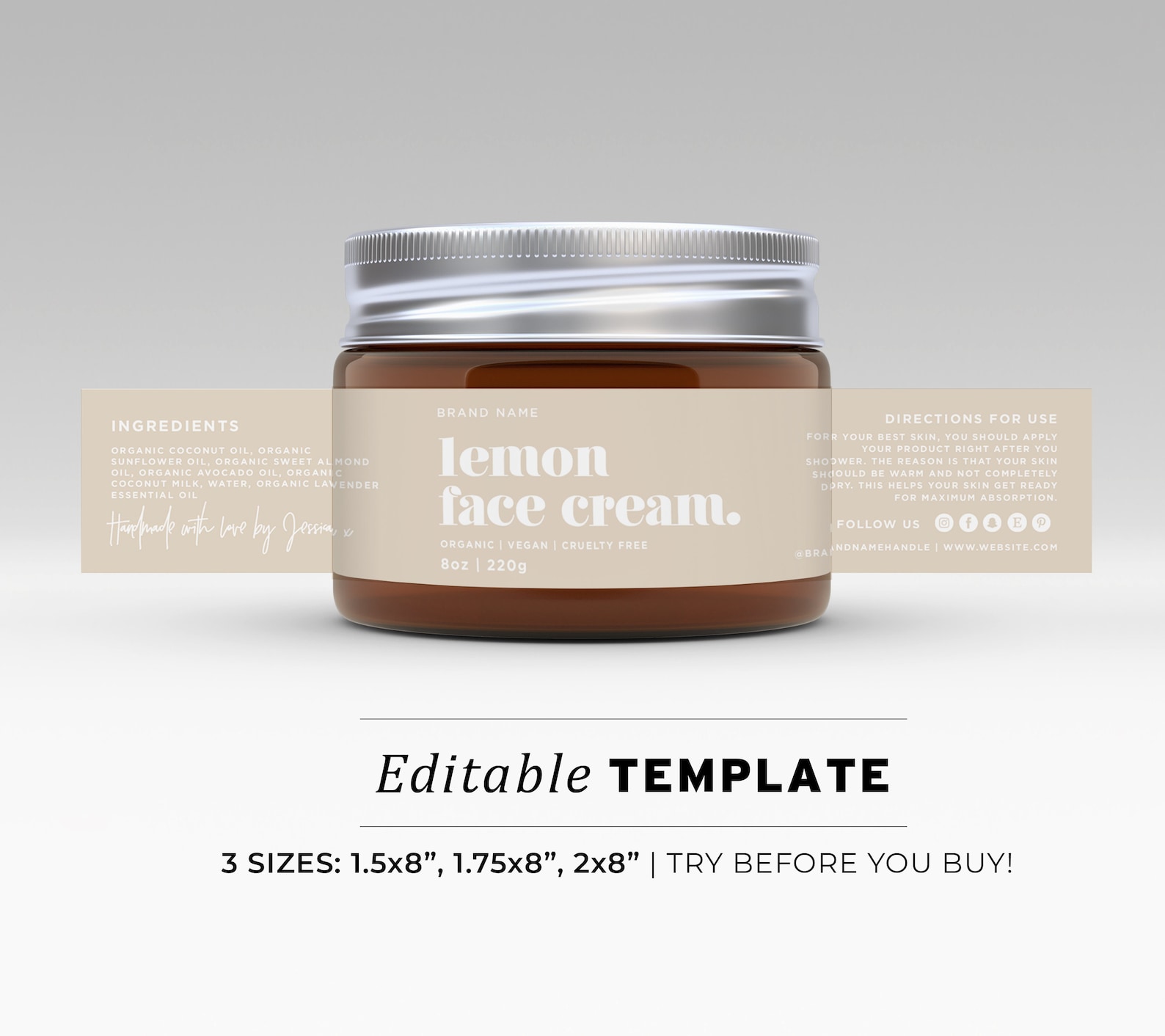 Minimalist Custom Label Wrap Around 3 Sizes: 1.5x8 / - Etsy