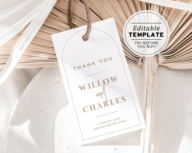 Editable Nue Arch 'thank You' Favor Swing Tags Gift - Etsy