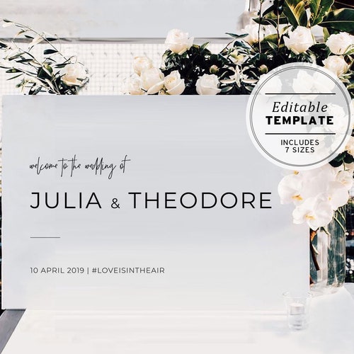 Juliette Wedding Welcome Sign Template Minimalist Wedding - Etsy