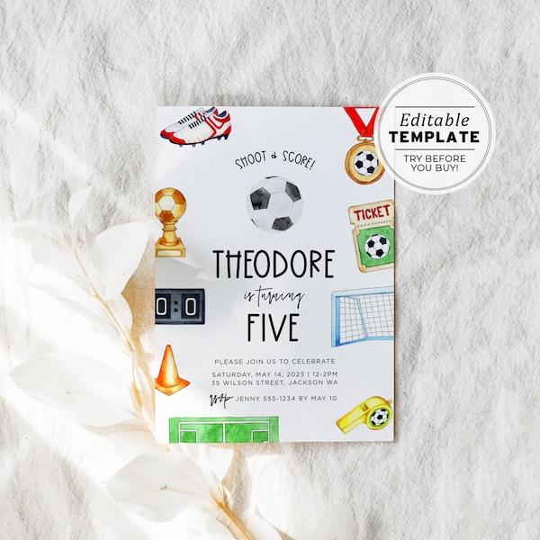 Soccer Party Invite - Etsy