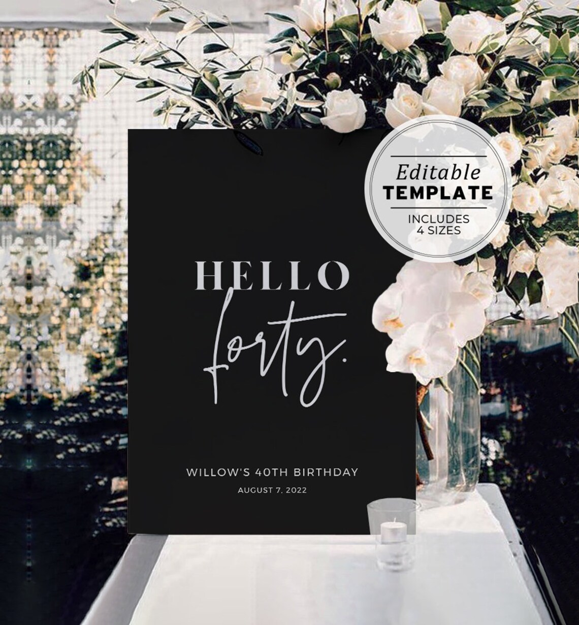 Willow Minimalist HELLO FORTY 40th Birthday Party Welcome Sign | Etsy