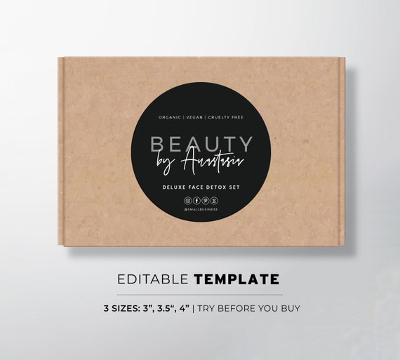 Minimalist Large Round Custom Label Template 3 Sizes: - Etsy