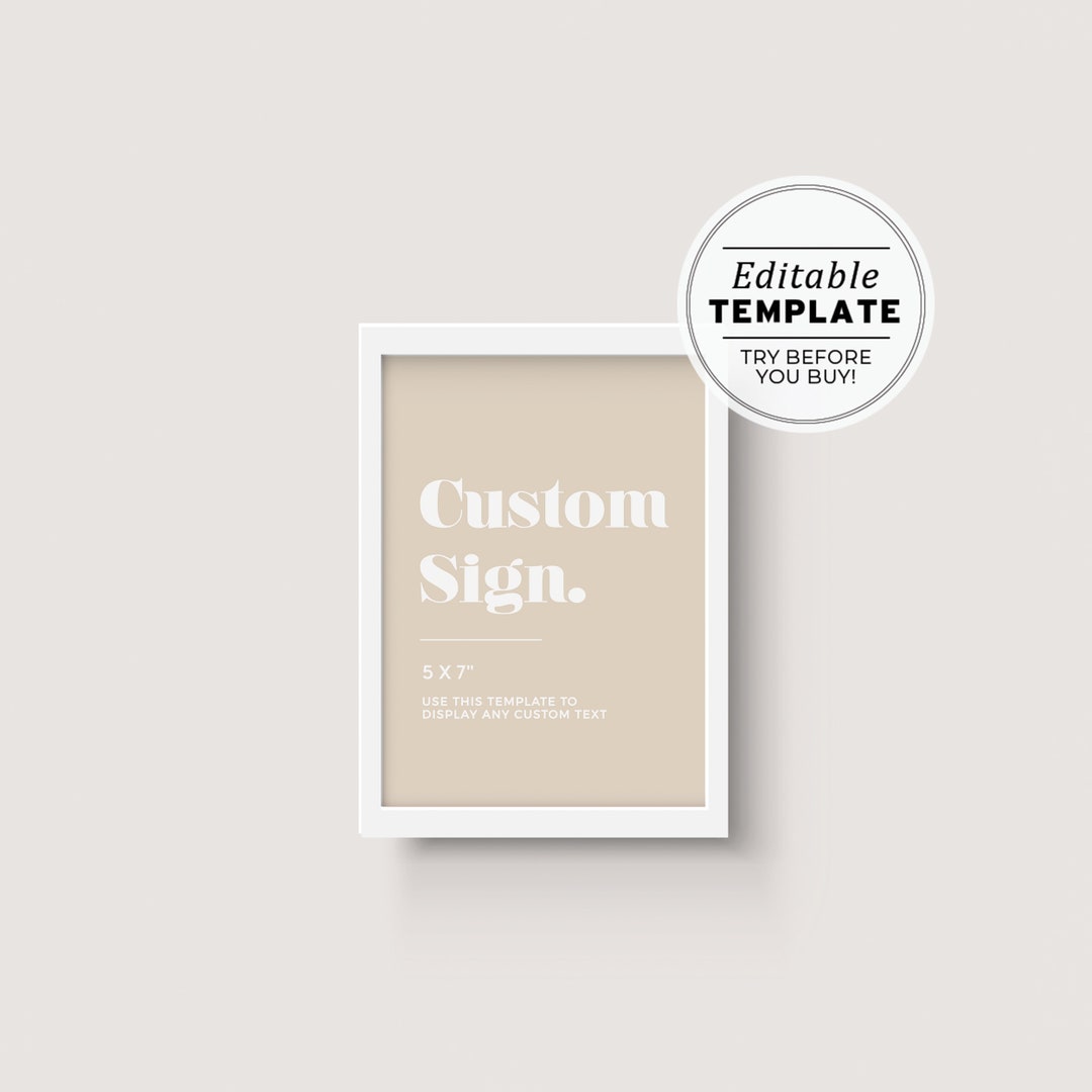 Plantilla imprimible de letrero en blanco personalizable minimalista ...