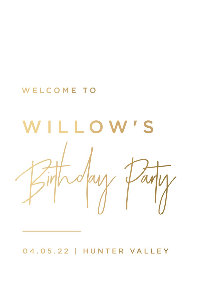 Juliette Gold Birthday Party Welcome Sign Printable Editable - Etsy