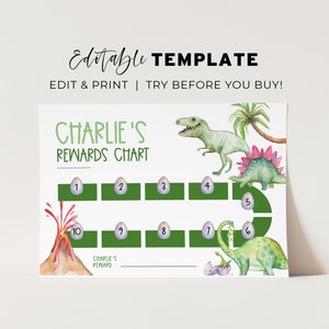 Editable Dino Island Rewards Chart, Dinosaur Rewards Chart, Printable ...