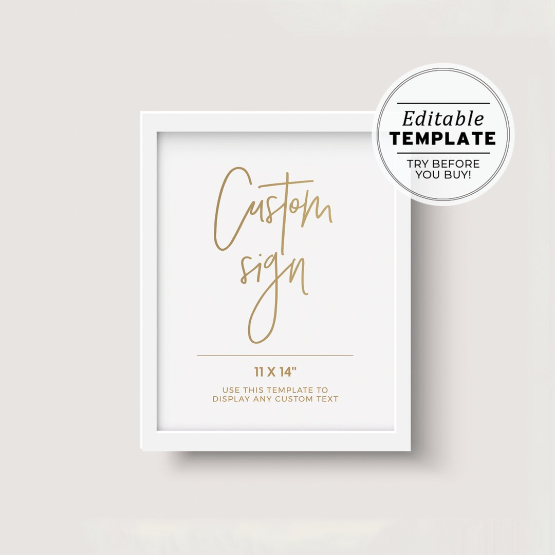 Juliette Gold Minimalist Customizable Blank 11x14" Sign Template ...