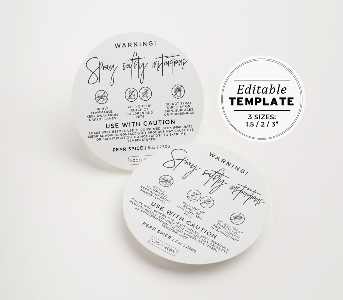 Minimalist Room Spray Warning Label Template Printable Spray - Etsy