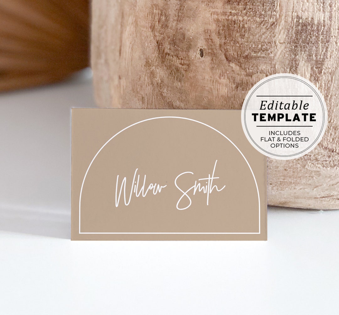 Nue Arch Printable Table Name Card, Minimalist Wedding Place Cards ...