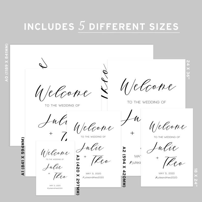 Wedding Welcome Sign Template Editable Printable Modern | Etsy