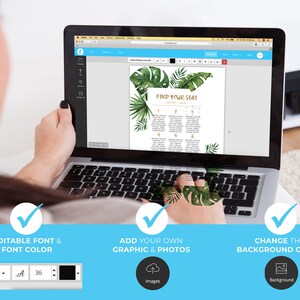 Leilani Watercolor Tropical Leaf & Gold Wedding Seating Chart EDITABLE ...