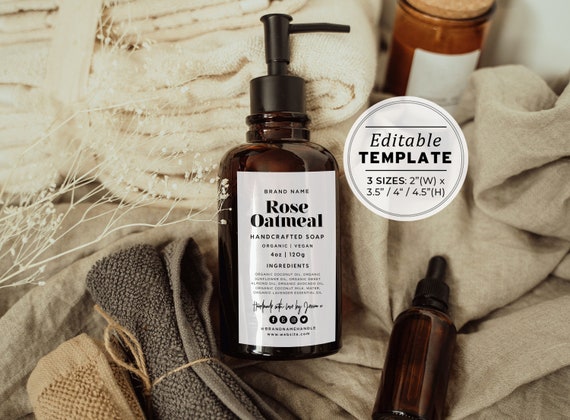 Minimalist Custom Label Template 3 Sizes: 2 X | Etsy