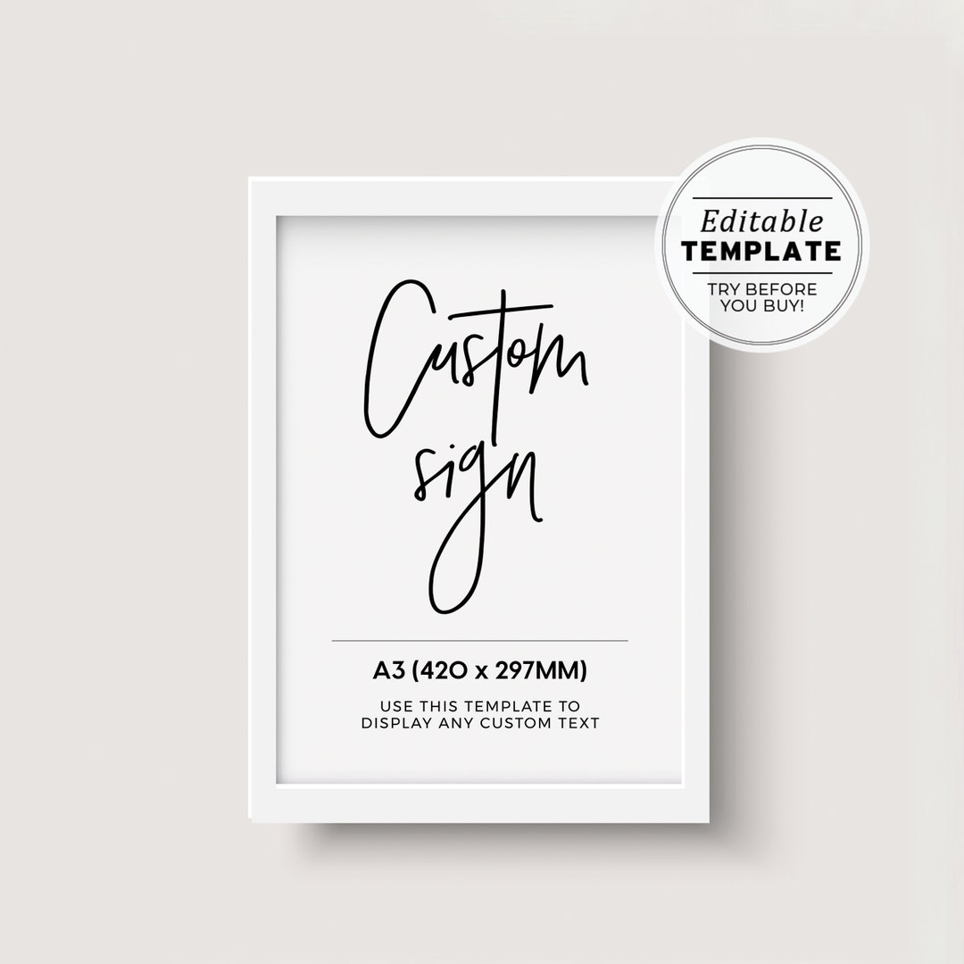 Plantilla imprimible de letrero en blanco personalizable minimalista de ...