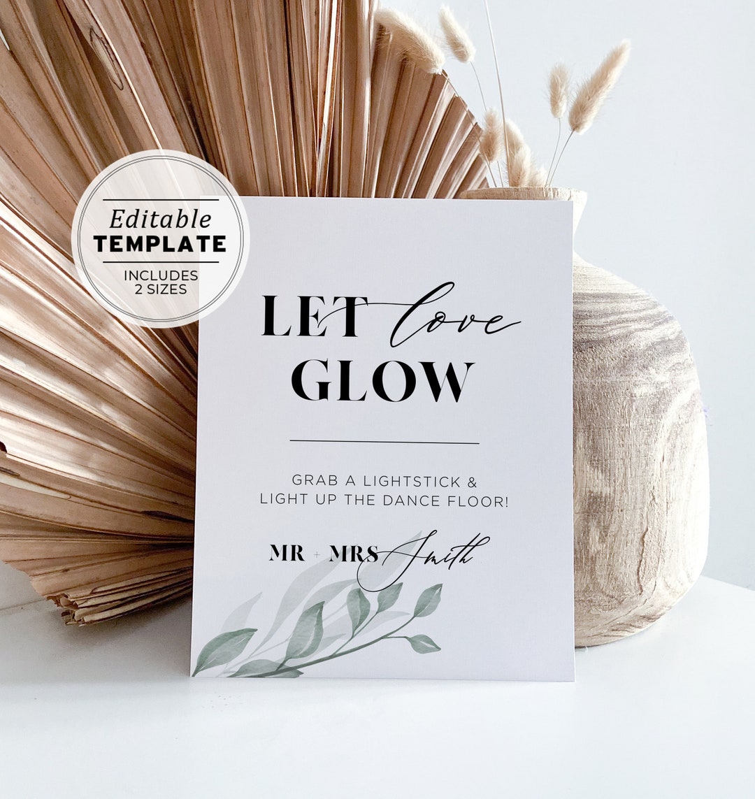 Chelsea Minimalist Let Love Glow Sign, Wedding Glow Stick Send off Sign ...
