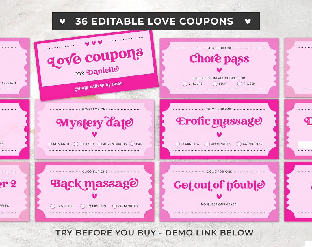 Printable Love Coupons, Romantic Coupons, Valentine’s Day Gift ...