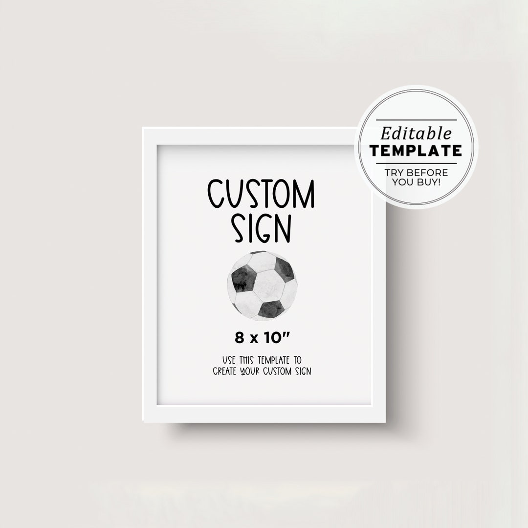 Minimalist Football Theme Customizable Sign, Printable Custom Sign ...