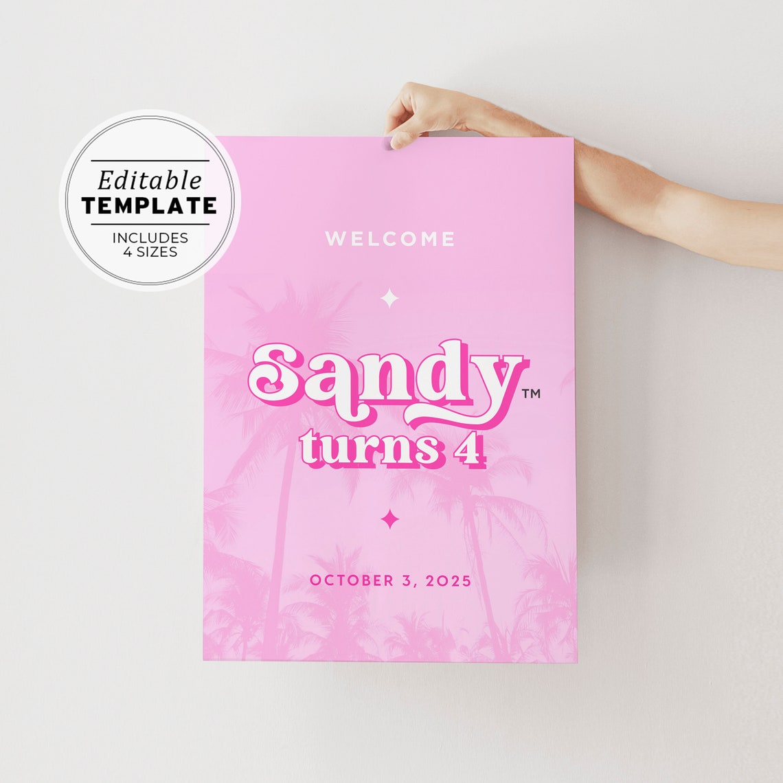 Malibu Pink Birthday Welcome Sign, Birthday Party Sign | PRINTABLE ...