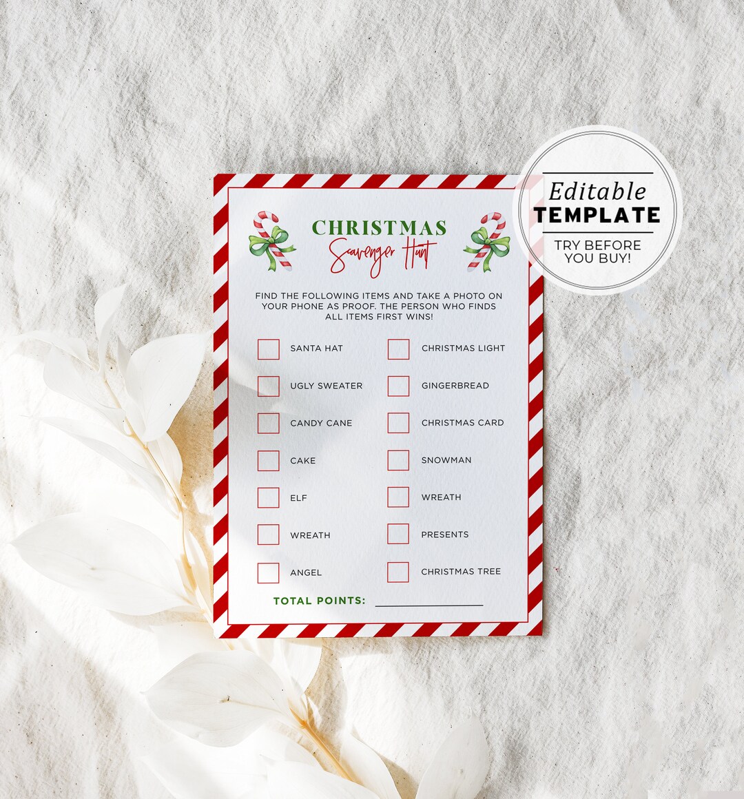 Christmas Scavenger Hunt Game, Holidays Treasure Hunt, Christmas Party ...